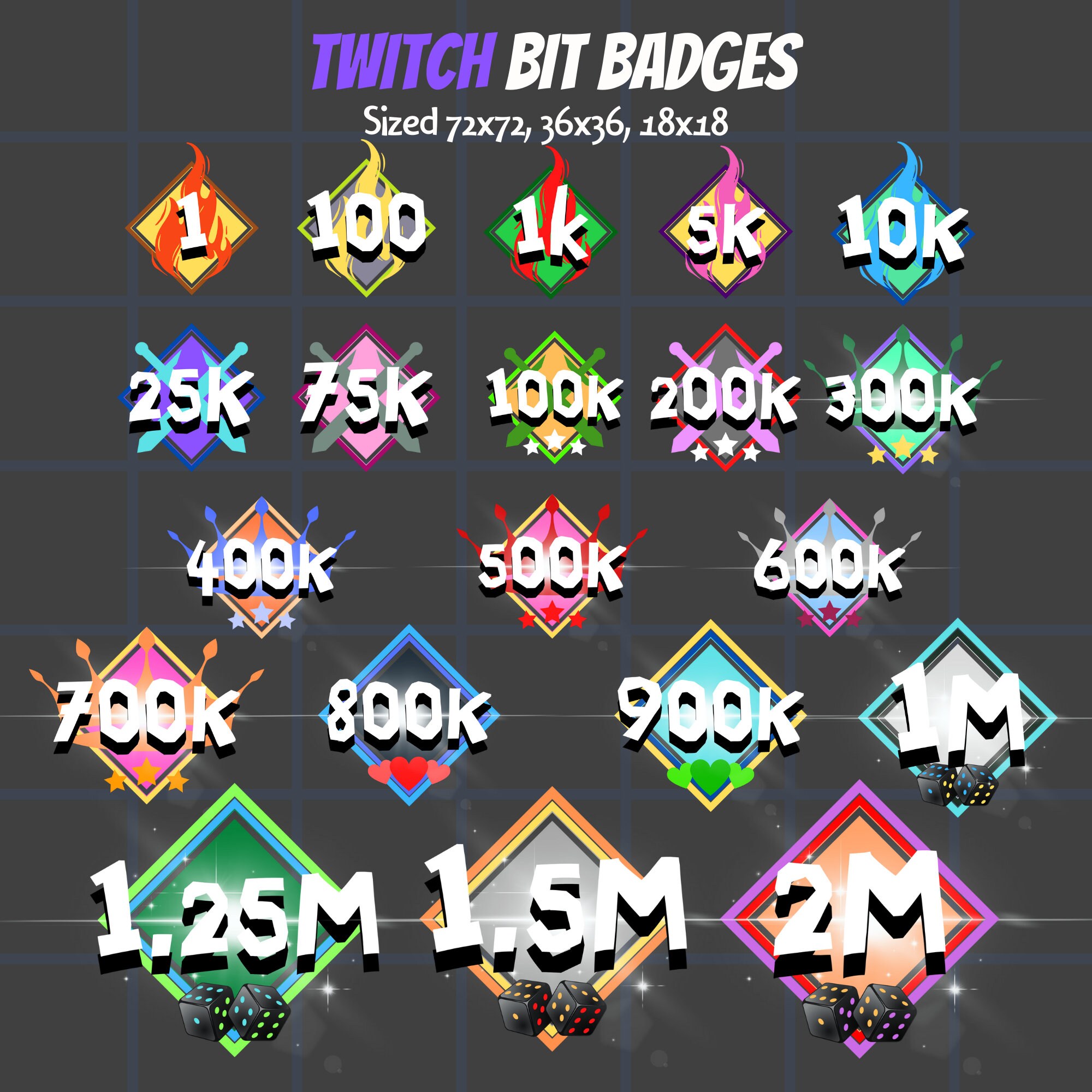 TWITCH BIT BADGES High Quality Sized Ready to Go - Etsy