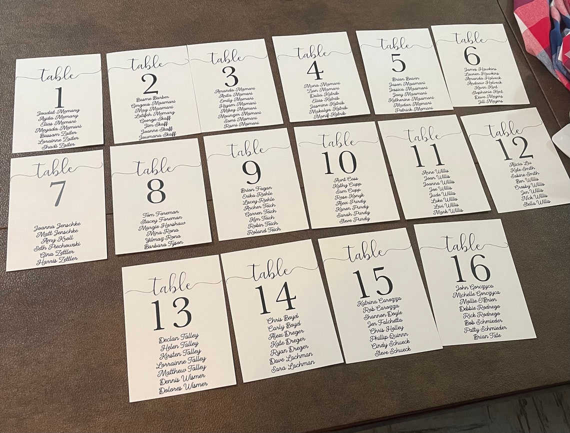 Customized Handwritten Seating Cards - Etsy