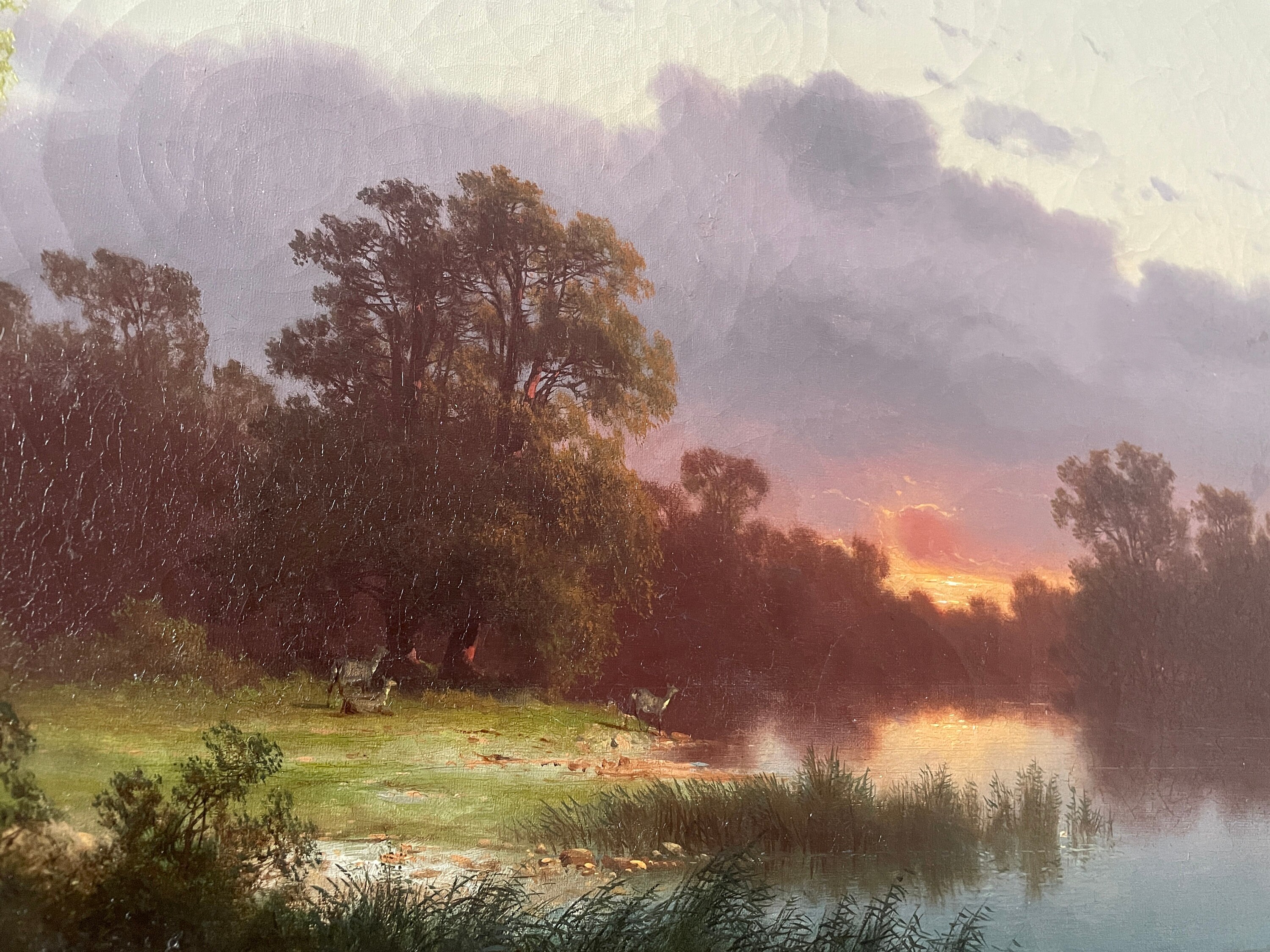 Wooded Landscape, Sunset With Deer by Carl Hasch 1834-97 Magnificent ...