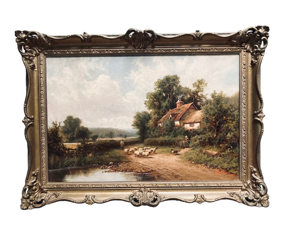 His Flock | Robert Fenson (british, 1889-1914) | Antique Oil Landscape ...