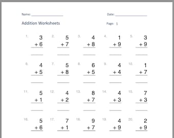 Two Digit Addition Worksheets 20 Sheets of Practice - Etsy Canada