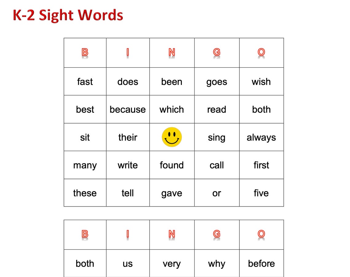 K-2, Second Grade Sight Words Bingo, Flash Cards, Printables, 20 Pages ...