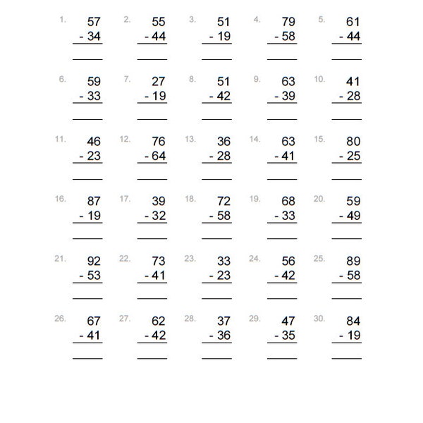 Two Digit Subtraction Worksheet - Etsy