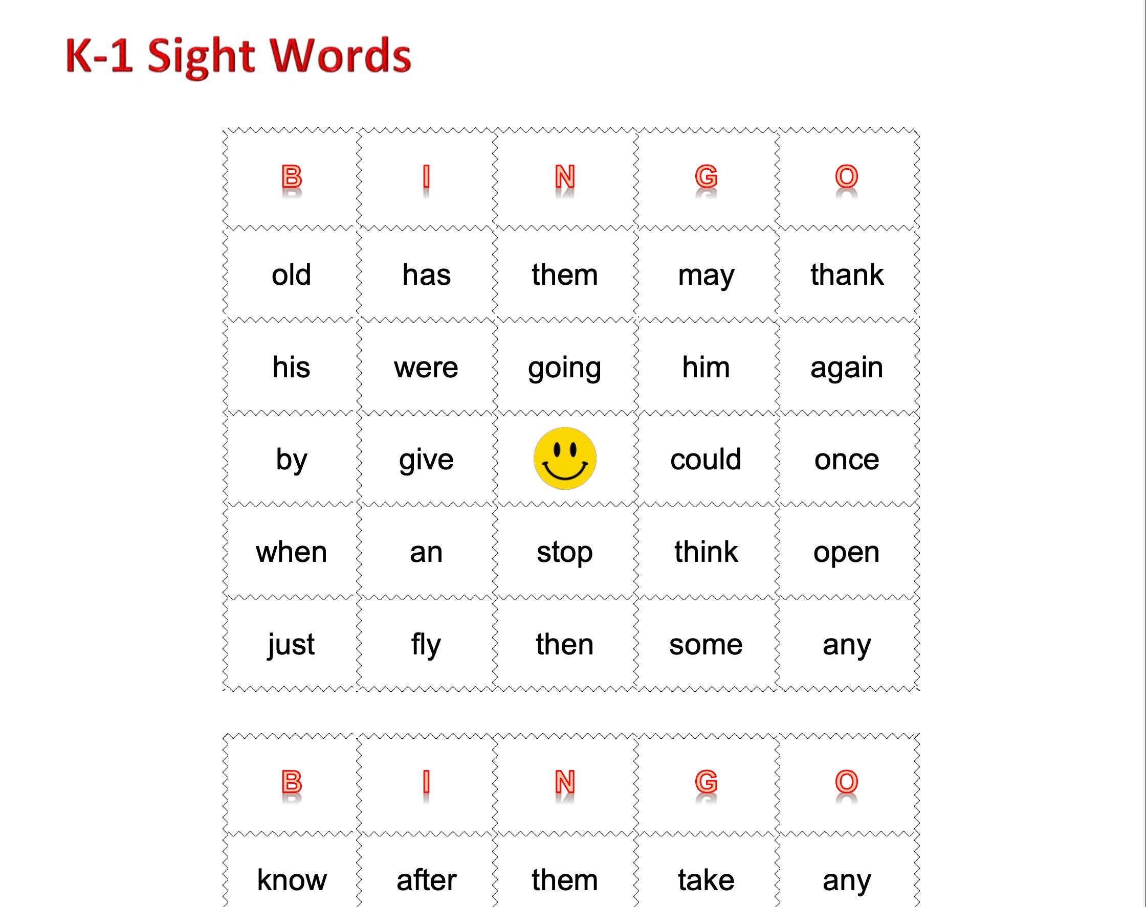 K-1, First Grade Sight Words Bingo, Flash Cards, Printables, 20 Pages ...