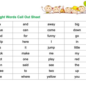Pre-k Sight Words Bingo, Flash Cards, Printables, 20 Pages, Dolch Sight ...