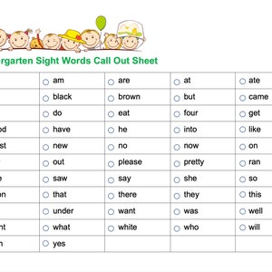 Kindergarten Sight Words Bingo, Flash Cards, Printables, 20 Pages ...