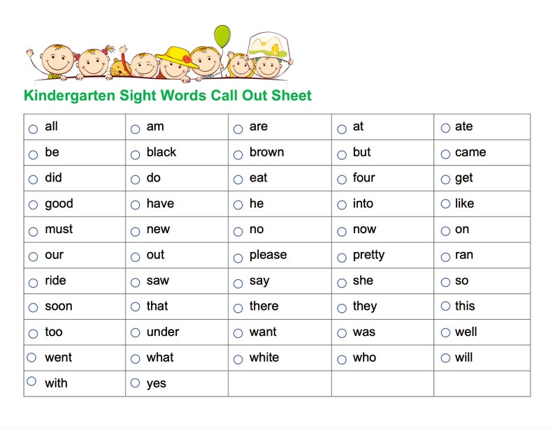 Kindergarten Sight Words Bingo, Flash Cards, Printables, 20 Pages ...