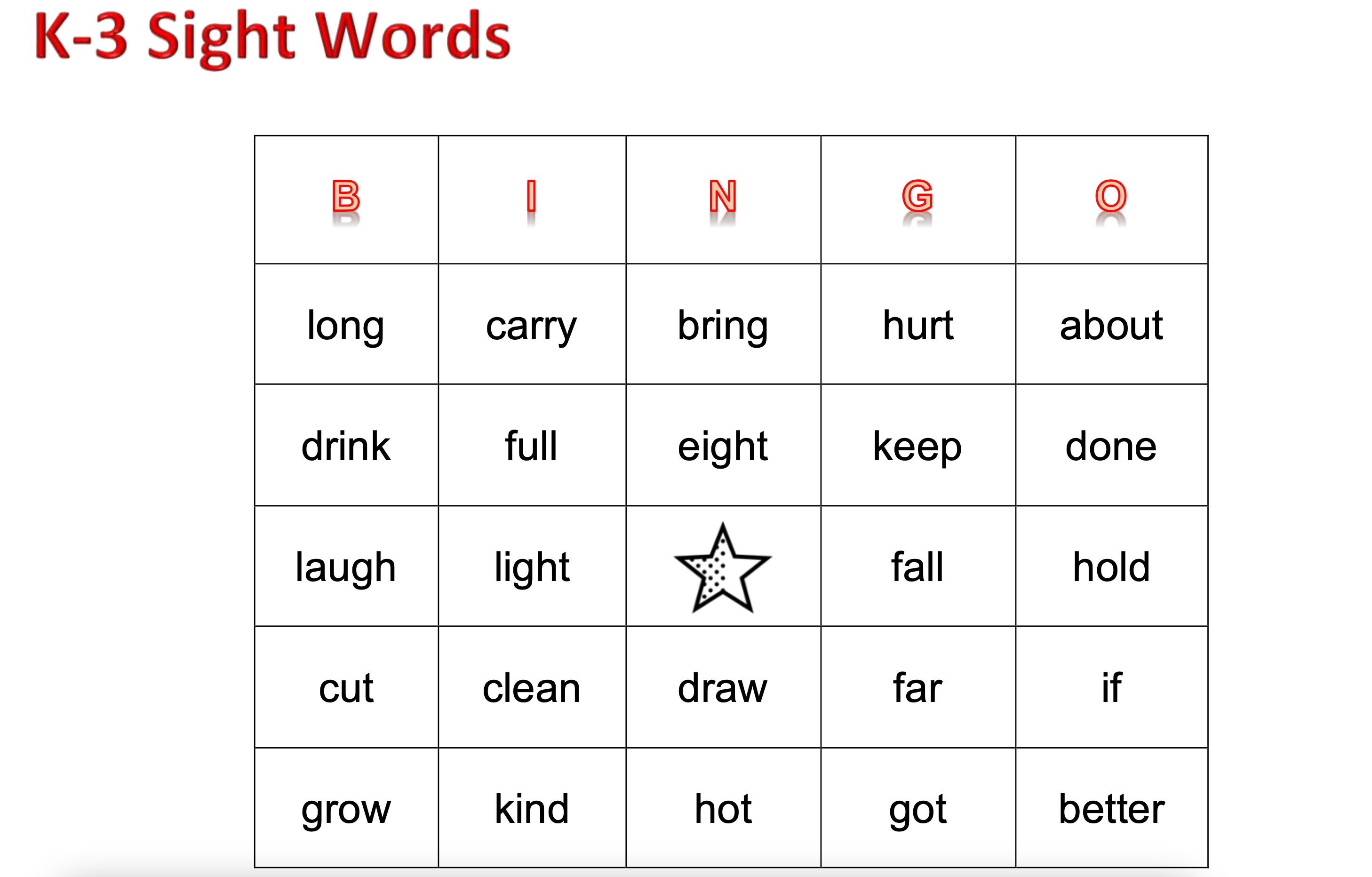 K-3, Third Grade Sight Words Bingo, Flash Cards, Printables, 20 Pages ...
