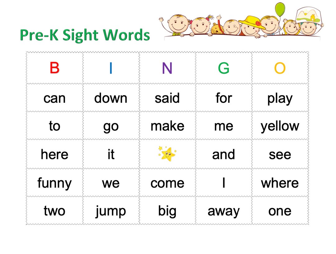 Pre-k Sight Words Bingo, Flash Cards, Printables, 20 Pages, Dolch Sight ...