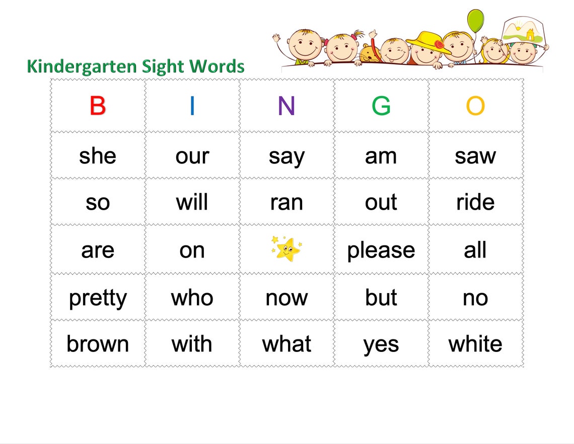 Kindergarten Sight Words Bingo, Flash Cards, Printables, 20 Pages ...