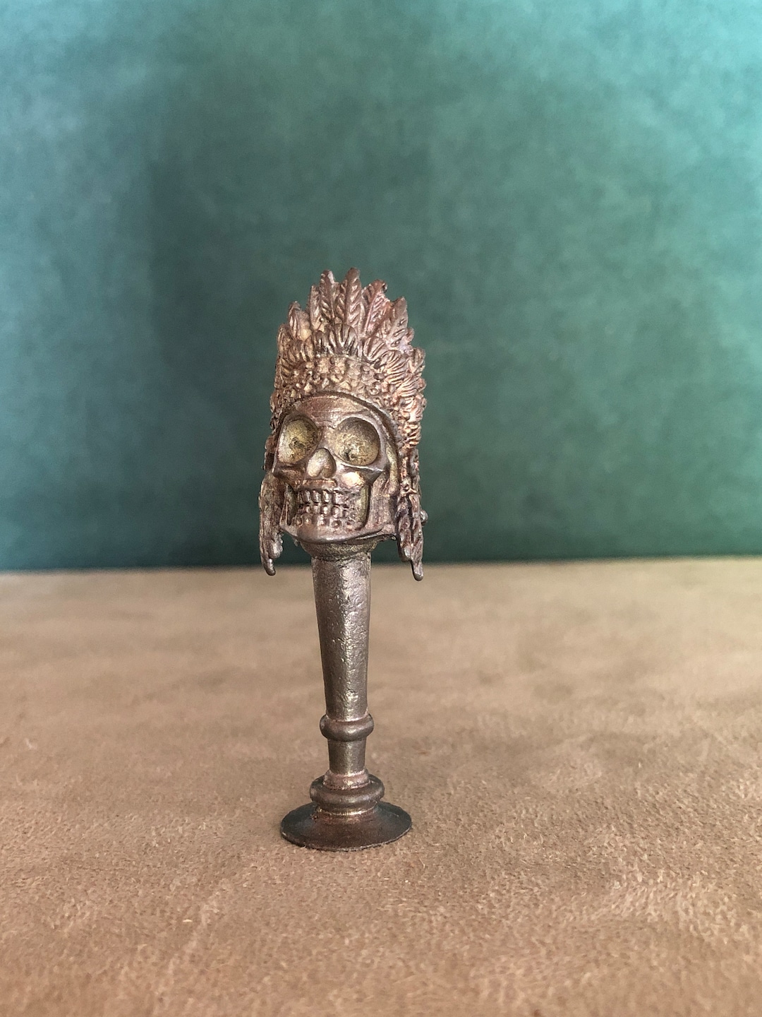 Skull With Indian War Bonnet Pipe Tamper, Solid Fine Pewter - Etsy