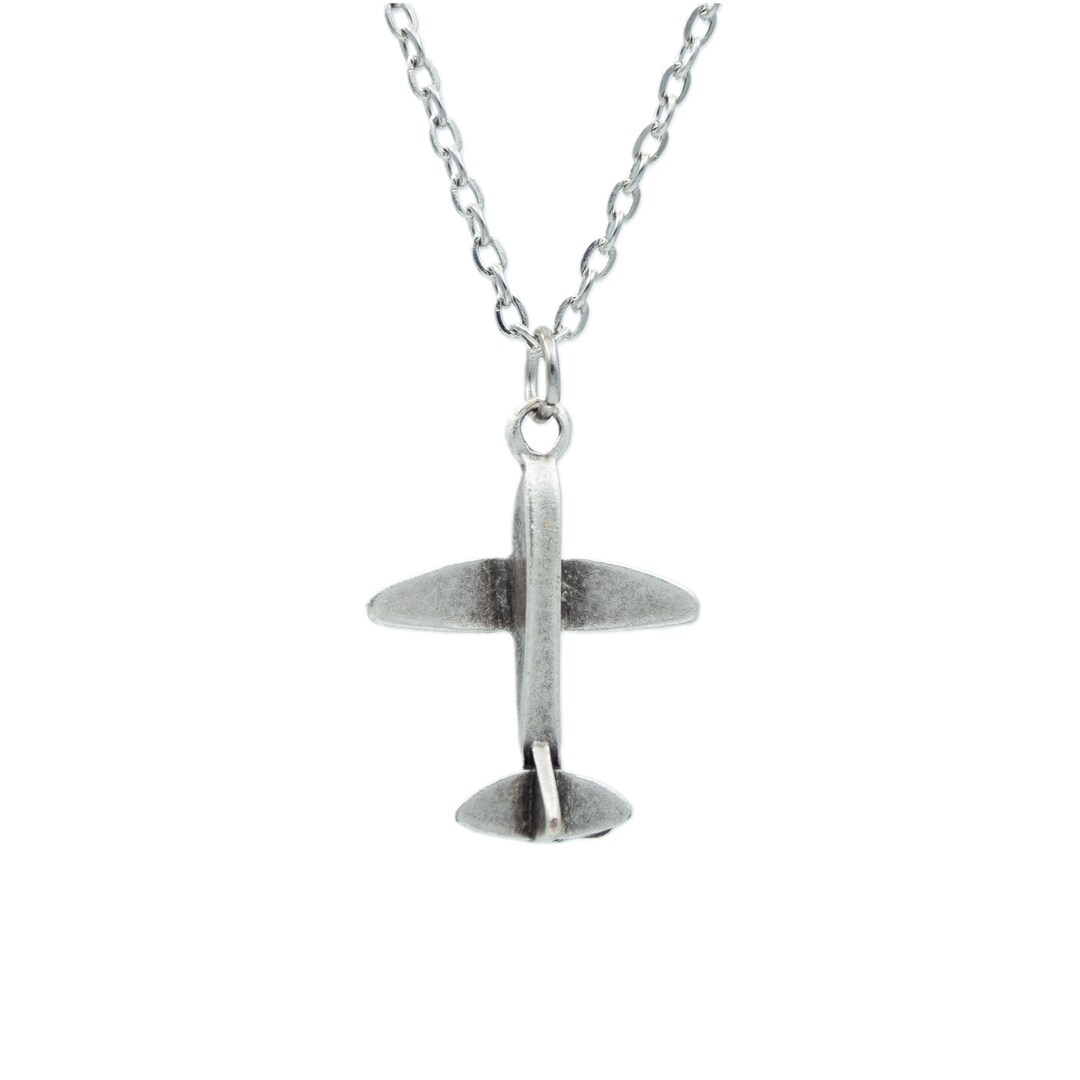 Minimalist Airplane Aeroplane Silver Necklace - Personalizable ...