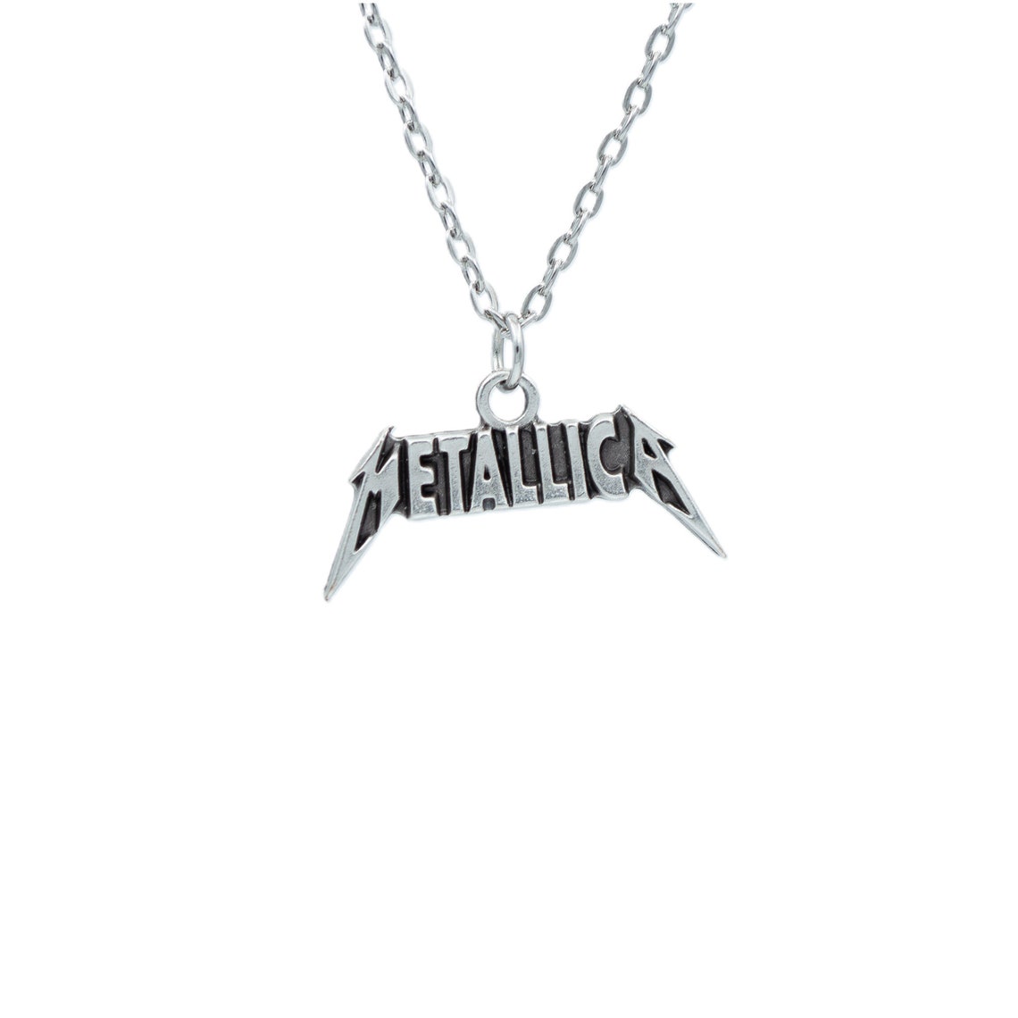 Metallica Logo Text Silver Necklace Man Women Silver Necklace ...