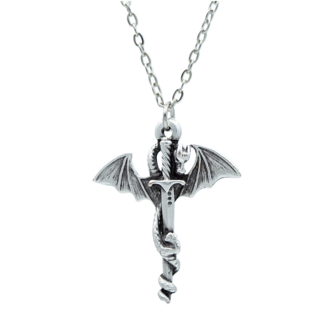 Dragon Sword Silver Necklace - Man Women Silver Necklace ...