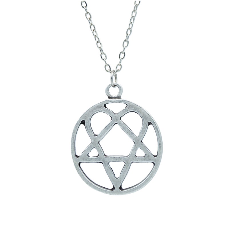 HIM Heartagram Necklace: Antique Silver Plated Pendant, Music Fan Gift ...
