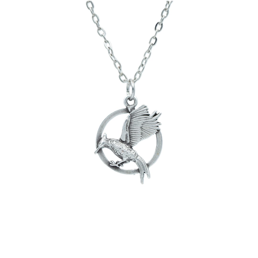 Mockingjay Necklace: Antique Silver Plated Hunger Games Pendant - Etsy
