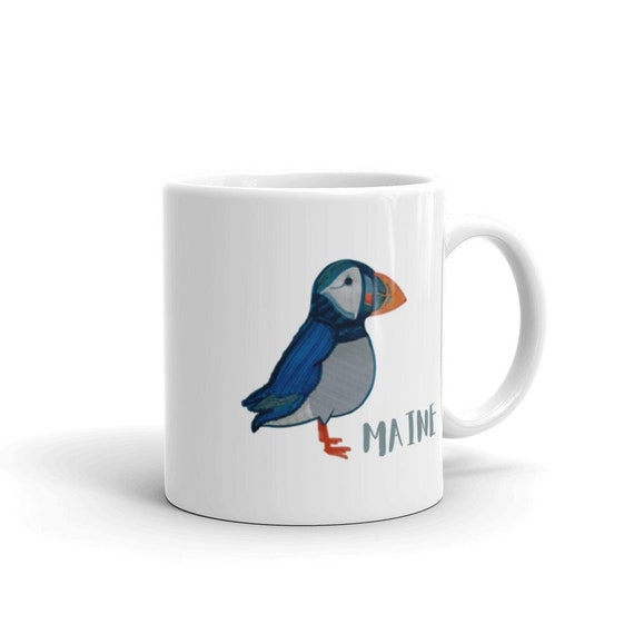 Maine Puffin Coffee Mug Maine Puffin Mug Maine Gift for Dad | Etsy