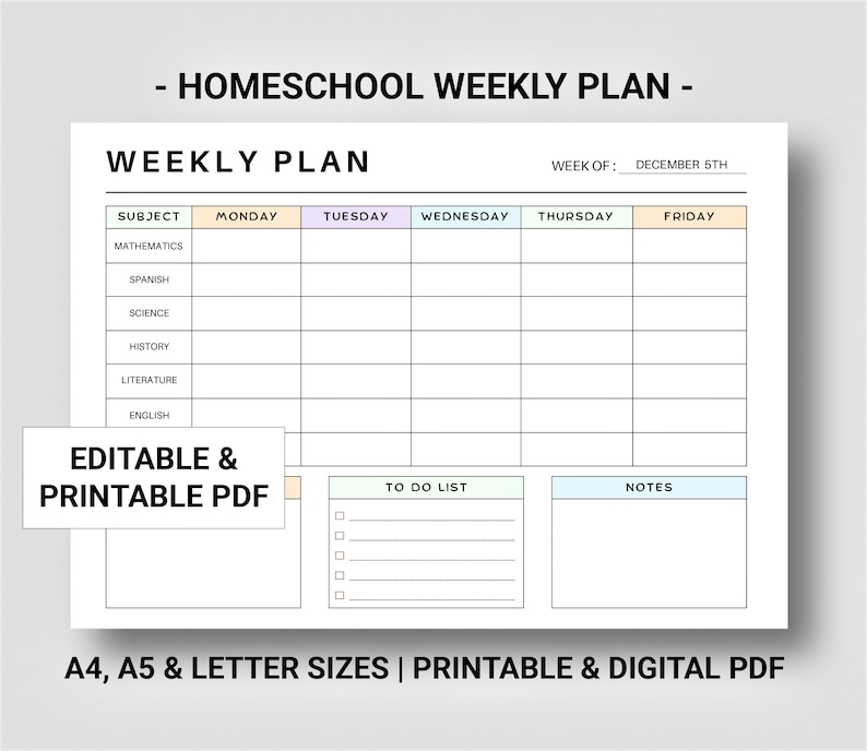 Editable Homeschool Schedule Homeschool Planner Printable - Etsy