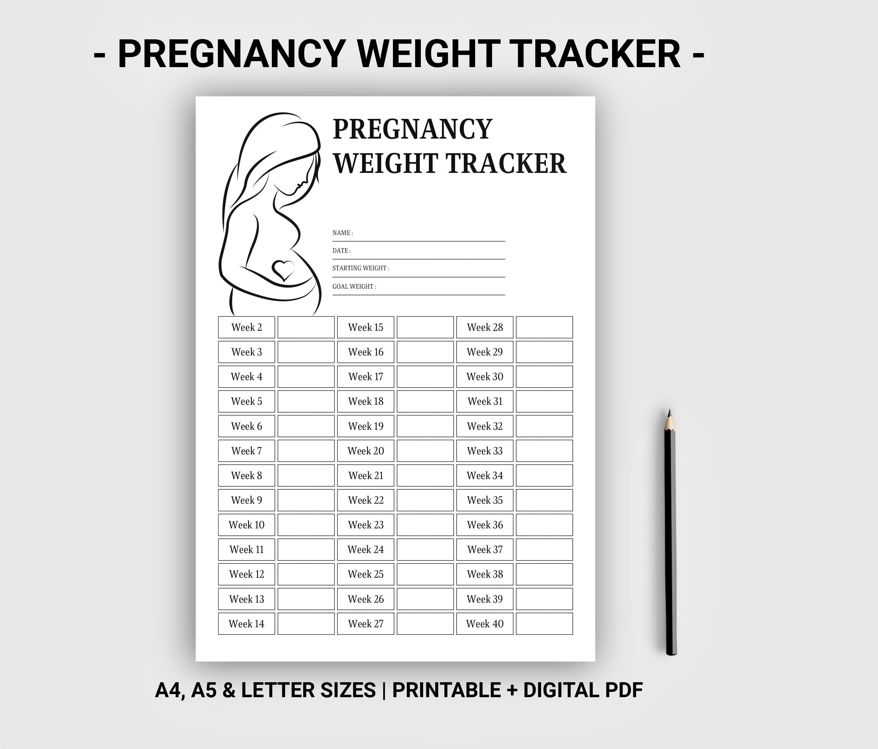 Pregnancy Weight Tracker Printable, Digital Weight Loss Tracker ...