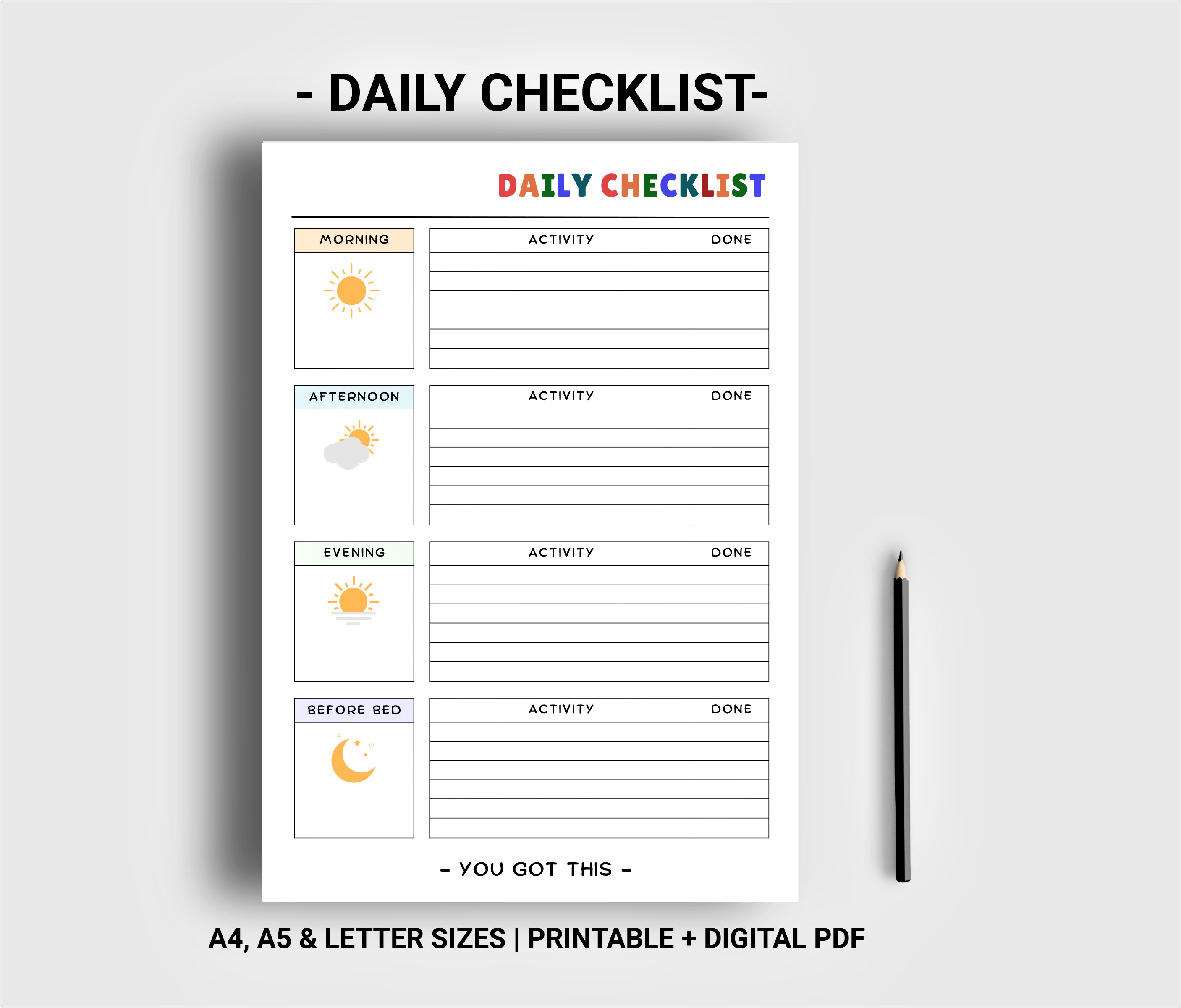Kids Daily Checklist Printable Editable Personalized Chore - Etsy