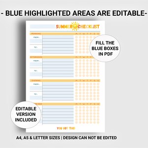 Personalized Summer Checklist Printable Digital, Kids Chore Chart, Kids ...