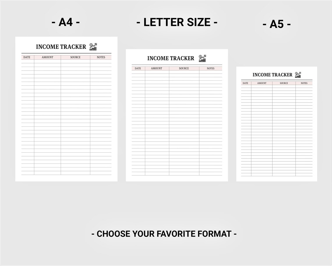 Income Tracker Printable Digital Income Statement Income Planner ...