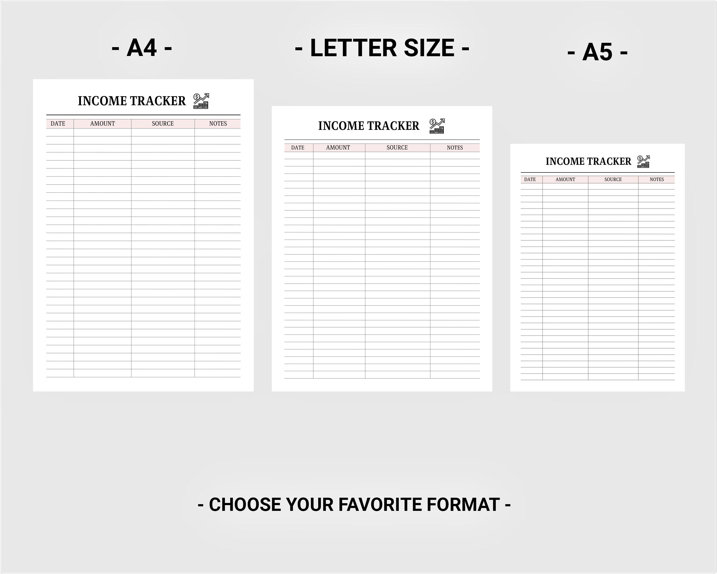 Income Tracker Printable Digital Income Statement Income Planner ...