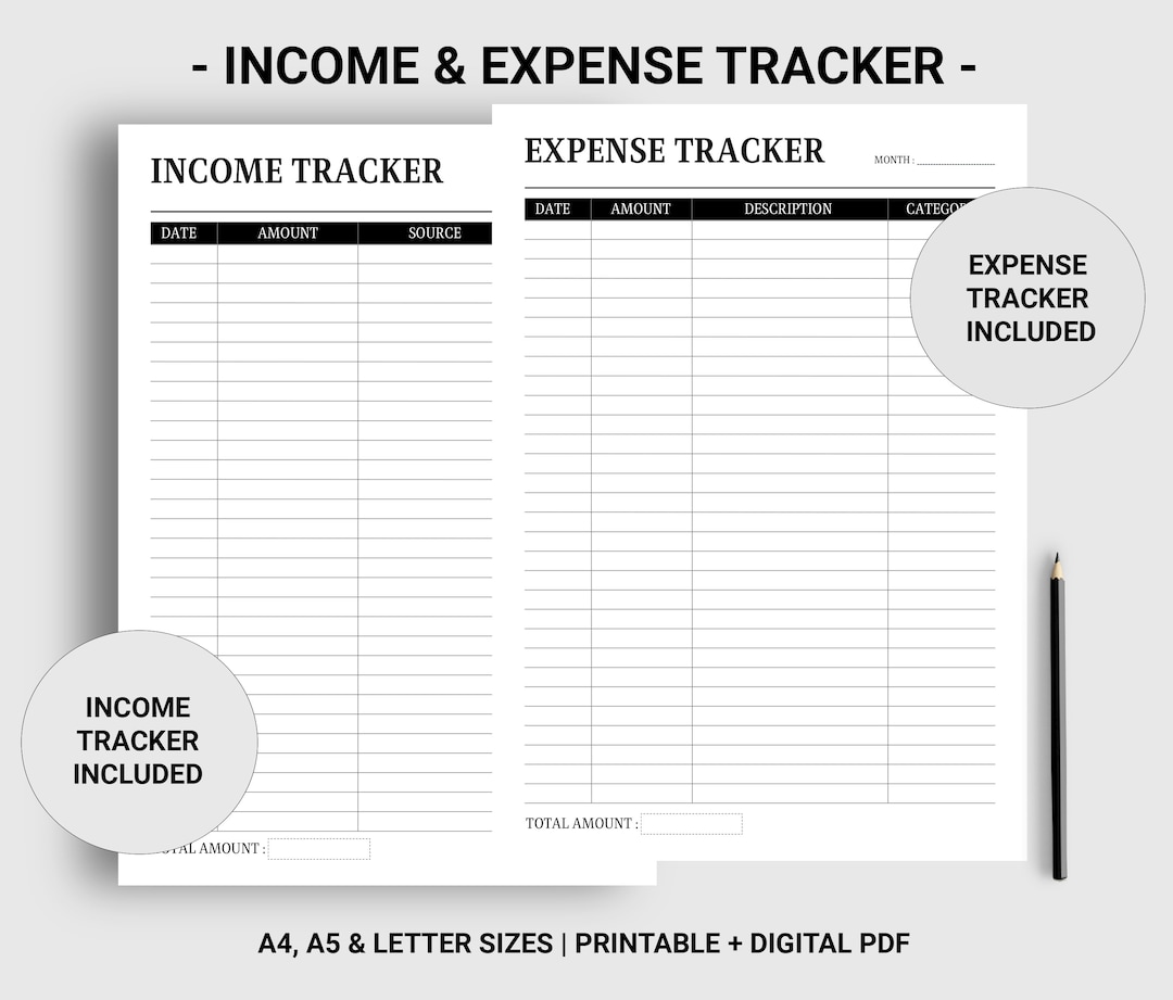 Income and Expense Tracker Printable Digital, Income Tracker, Spending ...