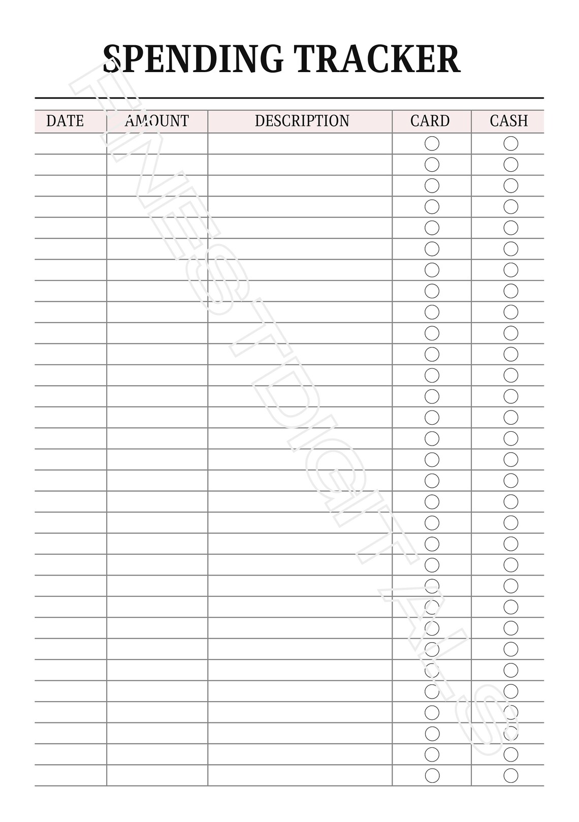 Spending Tracker Printable Digital Spending Log Expense Tracker ...