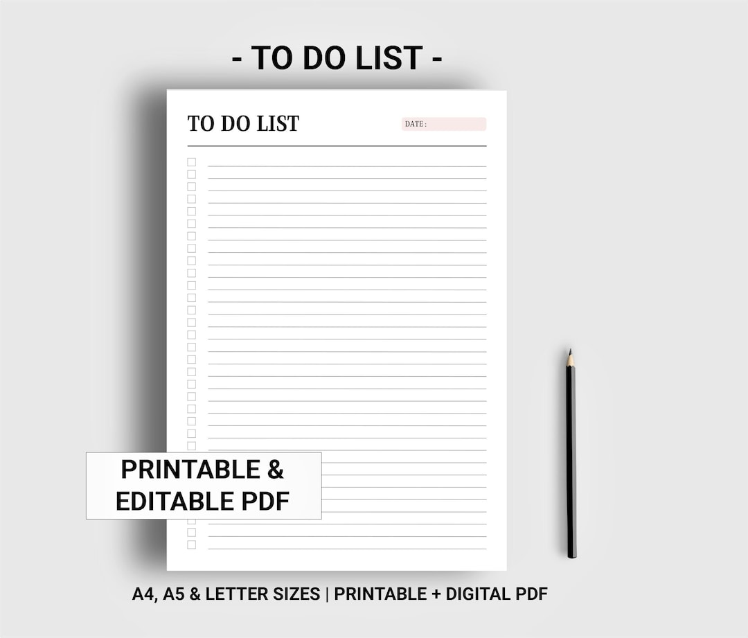 Editable to Do List Printable Digital, Weekly to Do Template ...