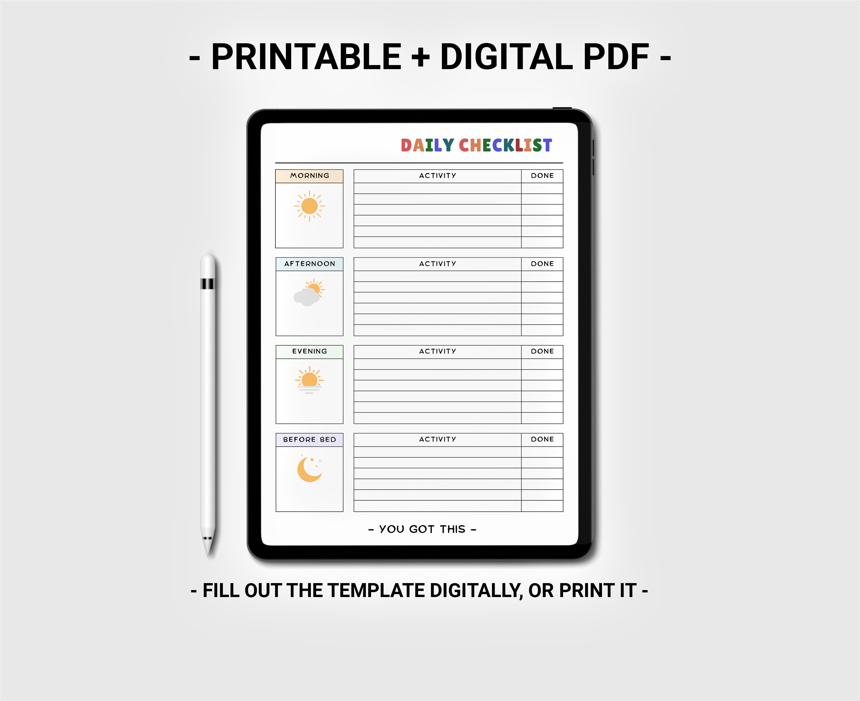 Kids Daily Checklist Printable Editable Personalized Chore - Etsy