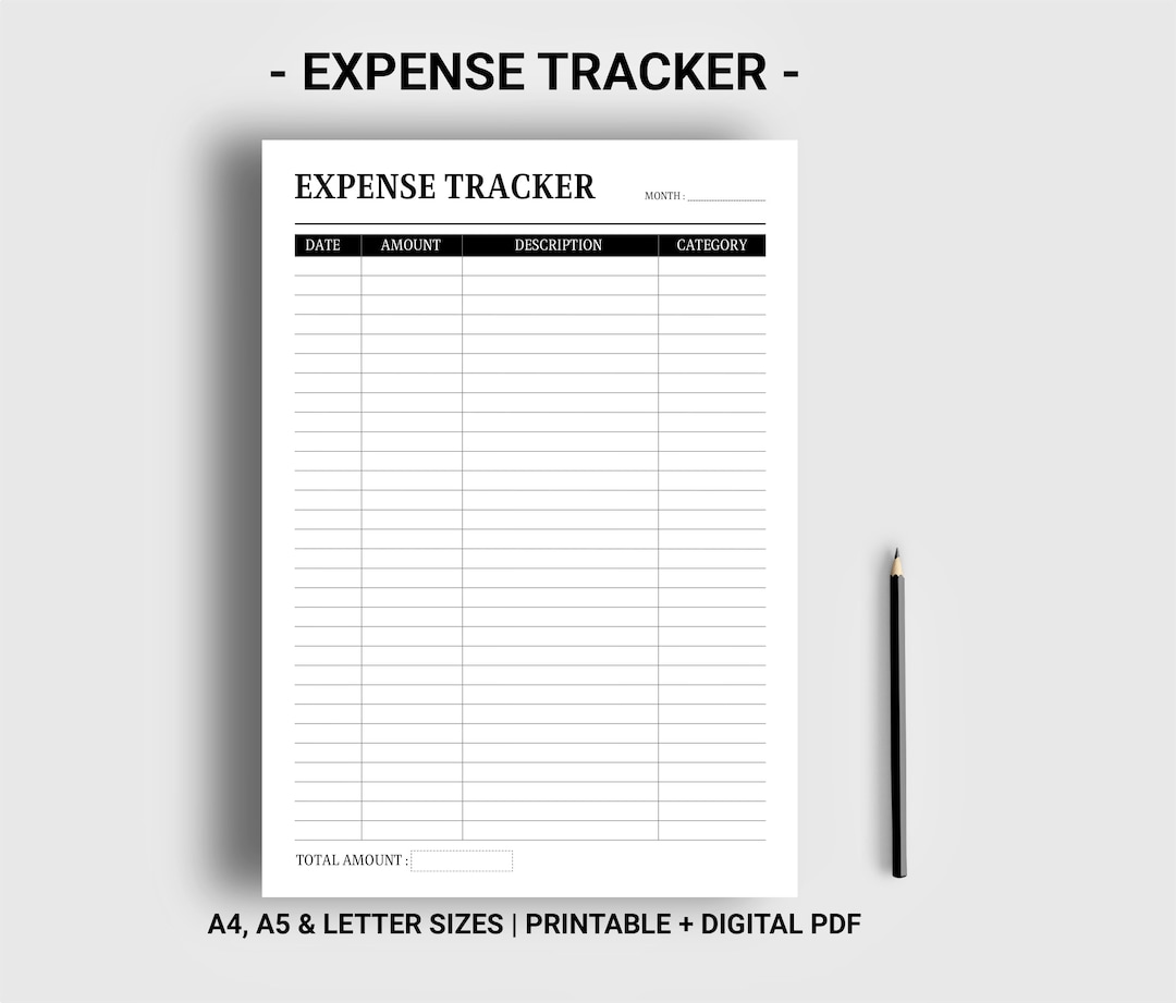 Expense Tracker Printable Digital Spending Tracker Expense Report ...