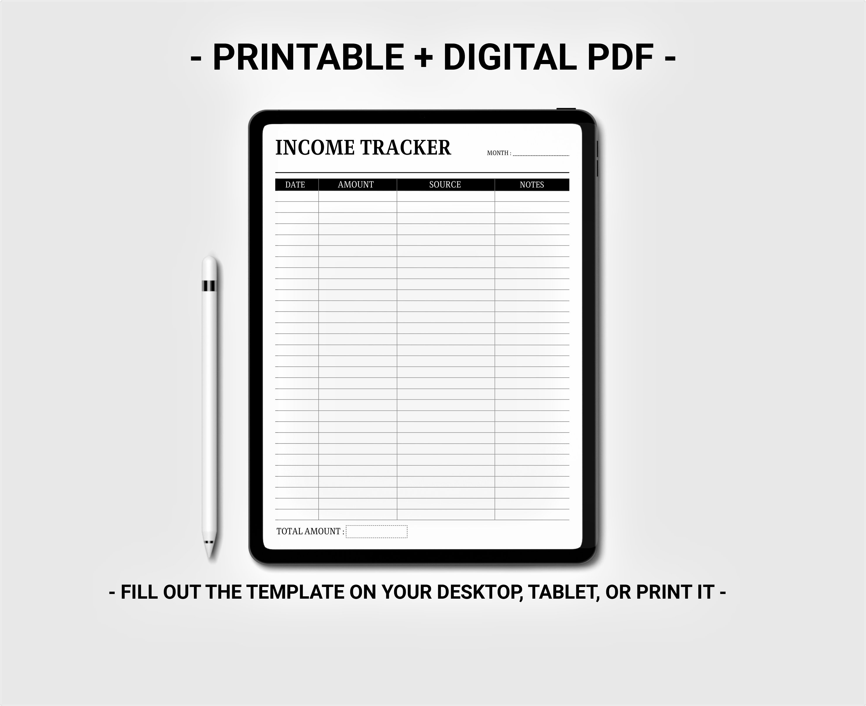 Income Tracker Printable Digital Income Planner Income Statement ...
