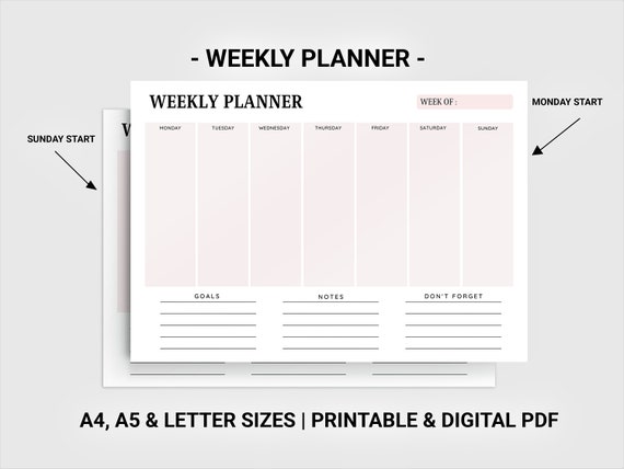 Weekly Planner Weekly to Do List Weekly Schedule Weekly | Etsy