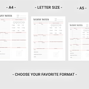 Nanny Notes Template Nanny Report Nanny Log Printable Babysitter Daily ...