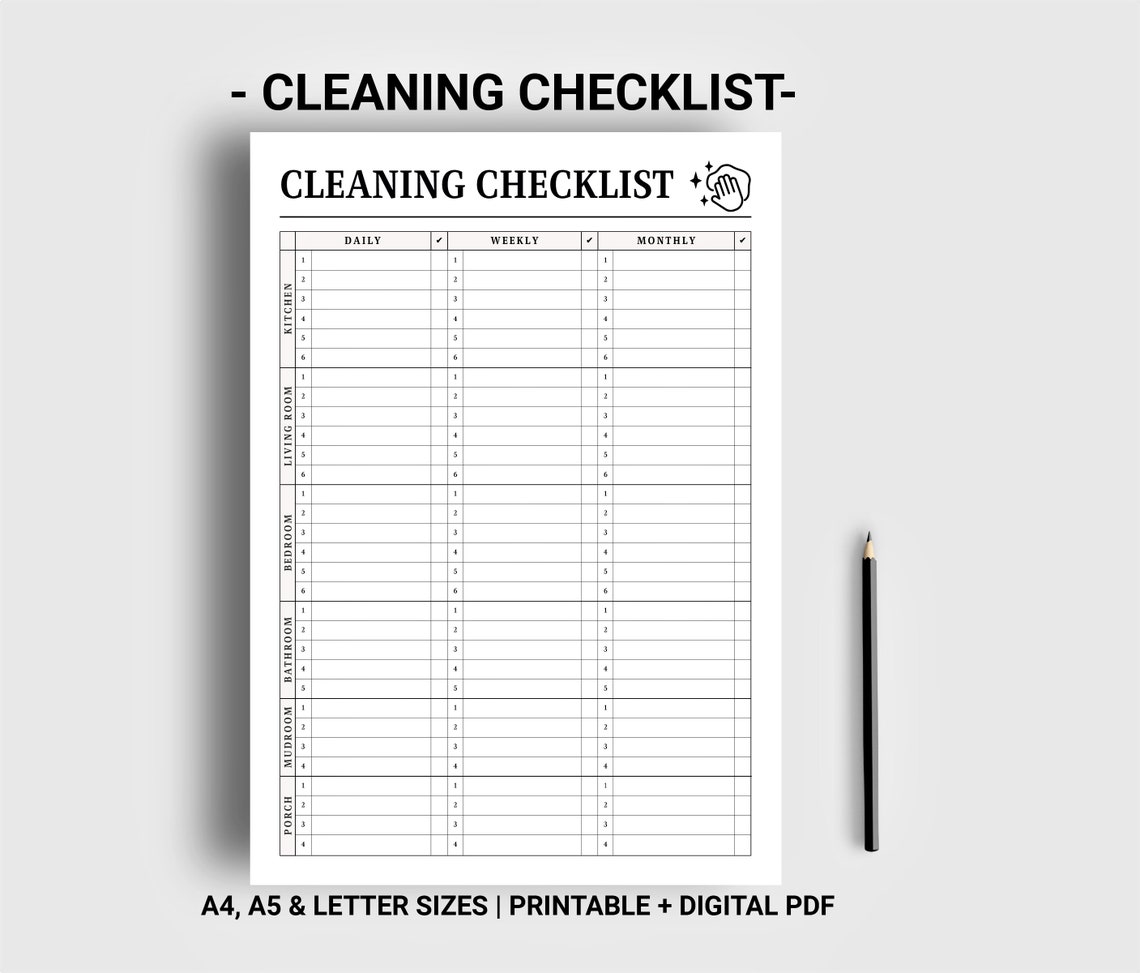 Editable Cleaning Checklist Printable Cleaning Schedule - Etsy UK
