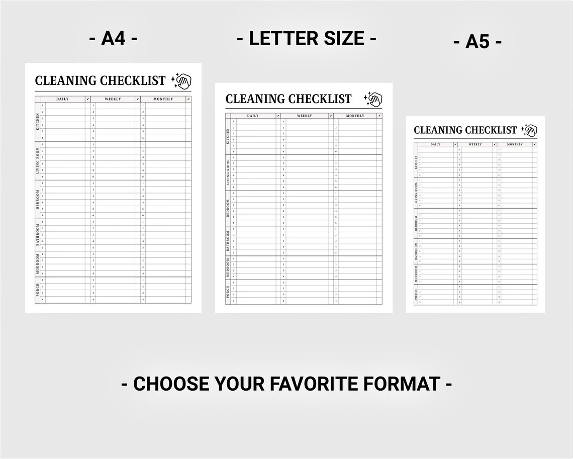 Editable Cleaning Checklist Printable Cleaning Schedule - Etsy
