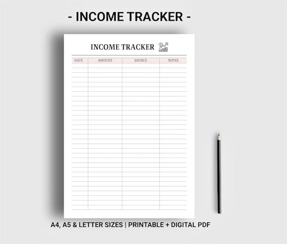 Income Tracker Printable Digital Income Statement Income | Etsy