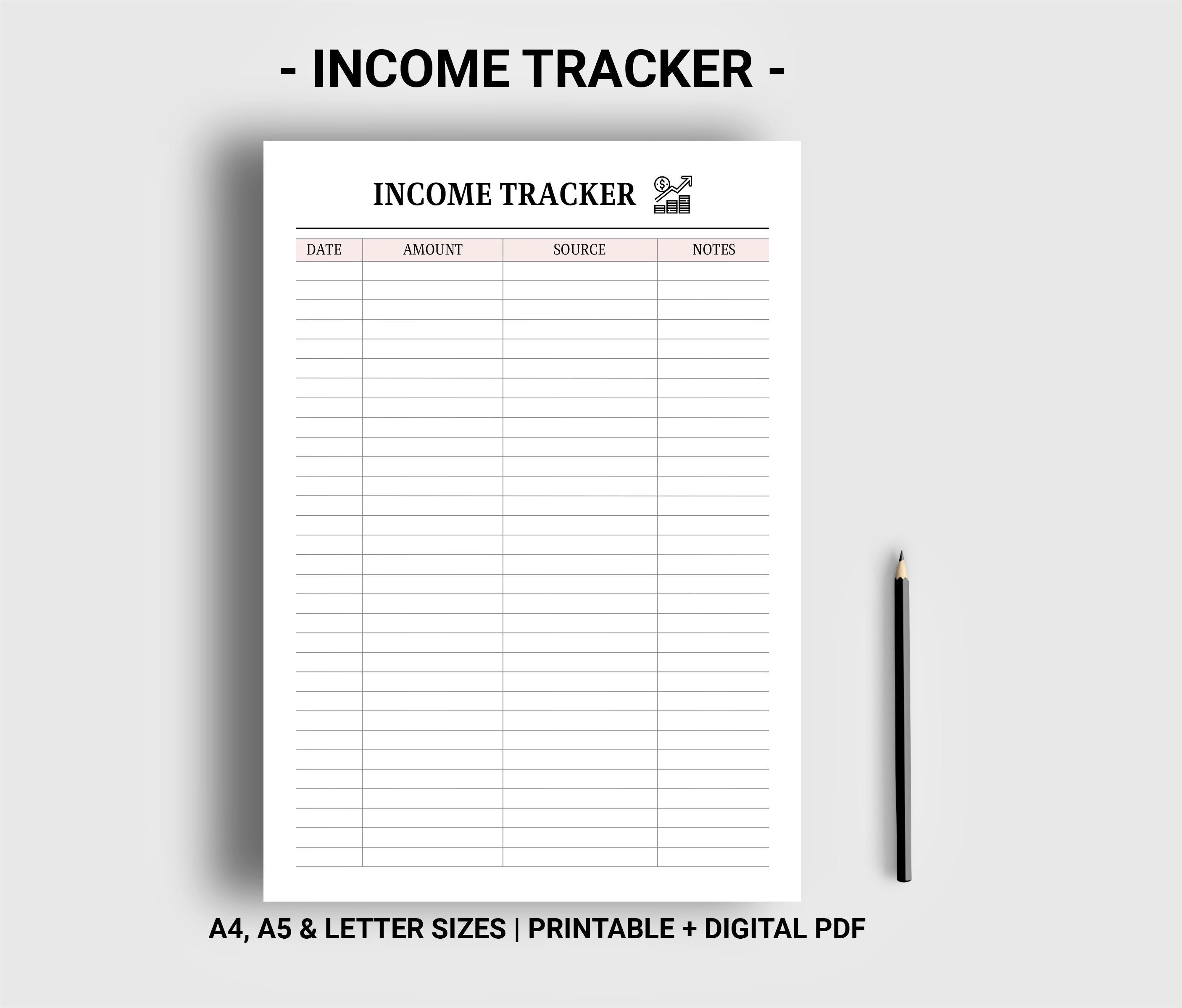 Income Tracker Printable Digital Income Statement Income Planner ...
