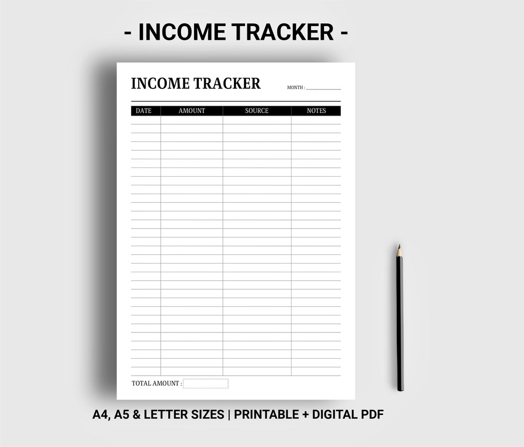 Income Tracker Printable Digital Income Planner Income Statement ...
