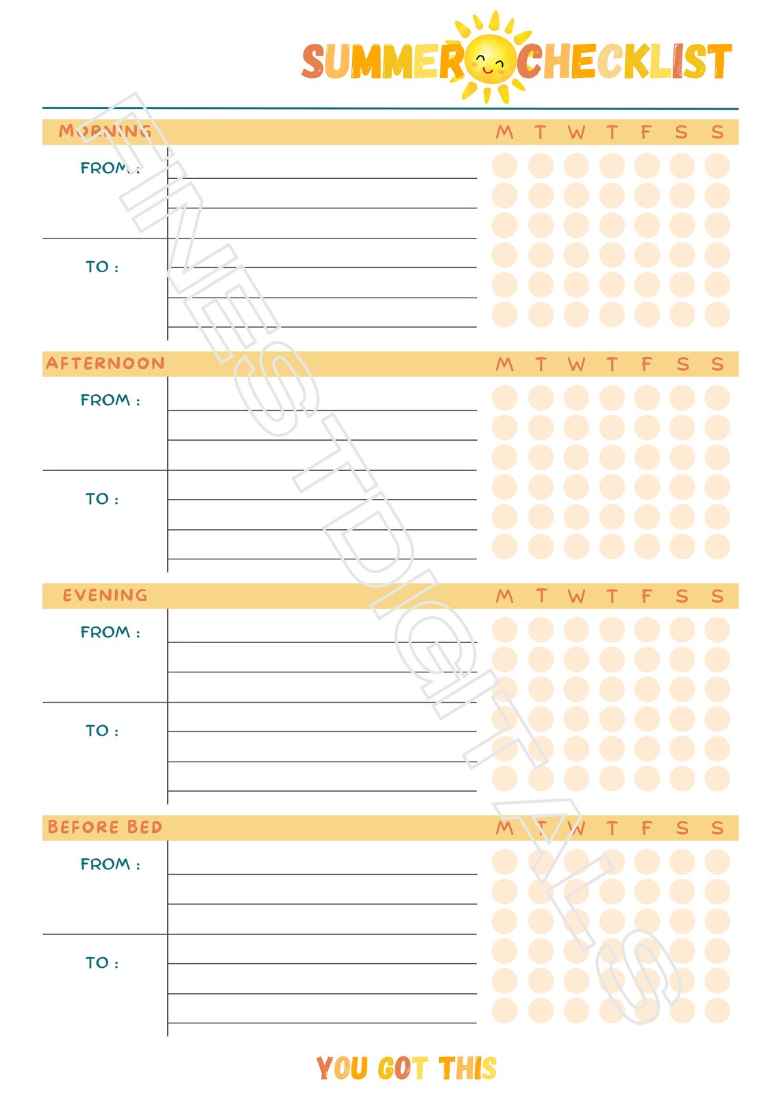 Personalized Summer Checklist Printable Digital Kids Chore - Etsy