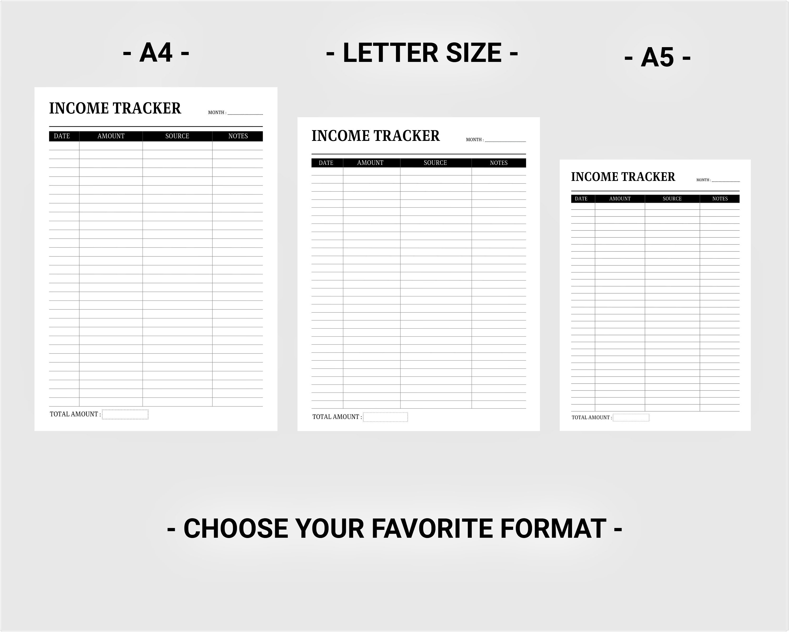 Income Tracker Printable Digital Income Planner Income Statement ...