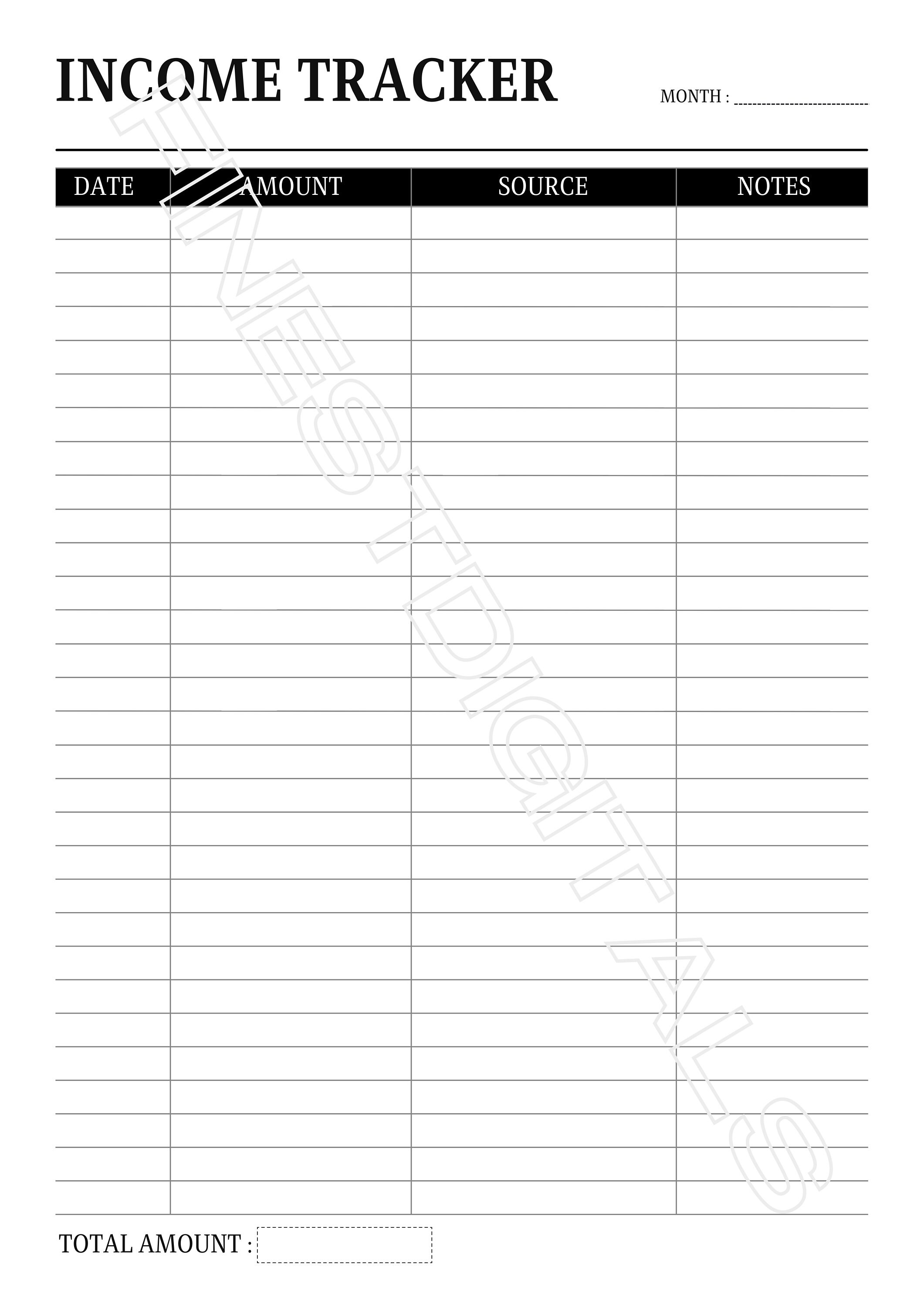 Income Tracker Printable Digital Income Planner Income Statement ...