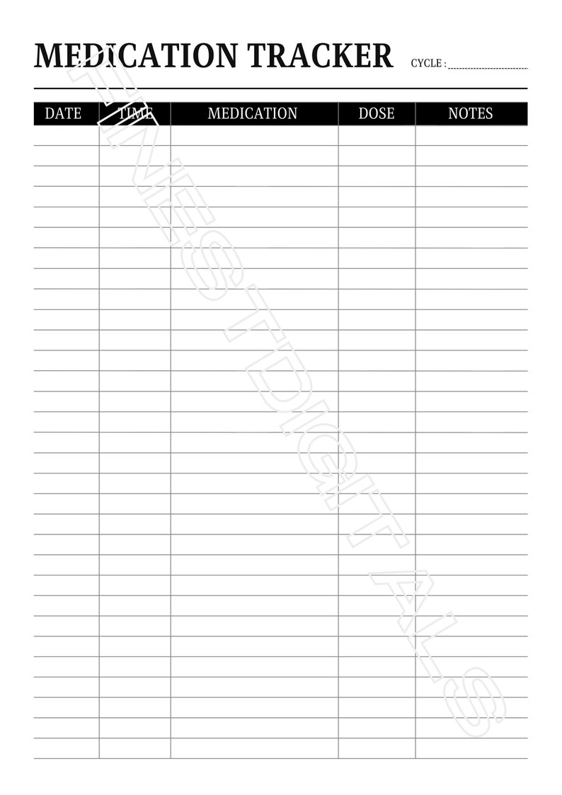 Medication Tracker Printable Digital Monthly Medication Template ...