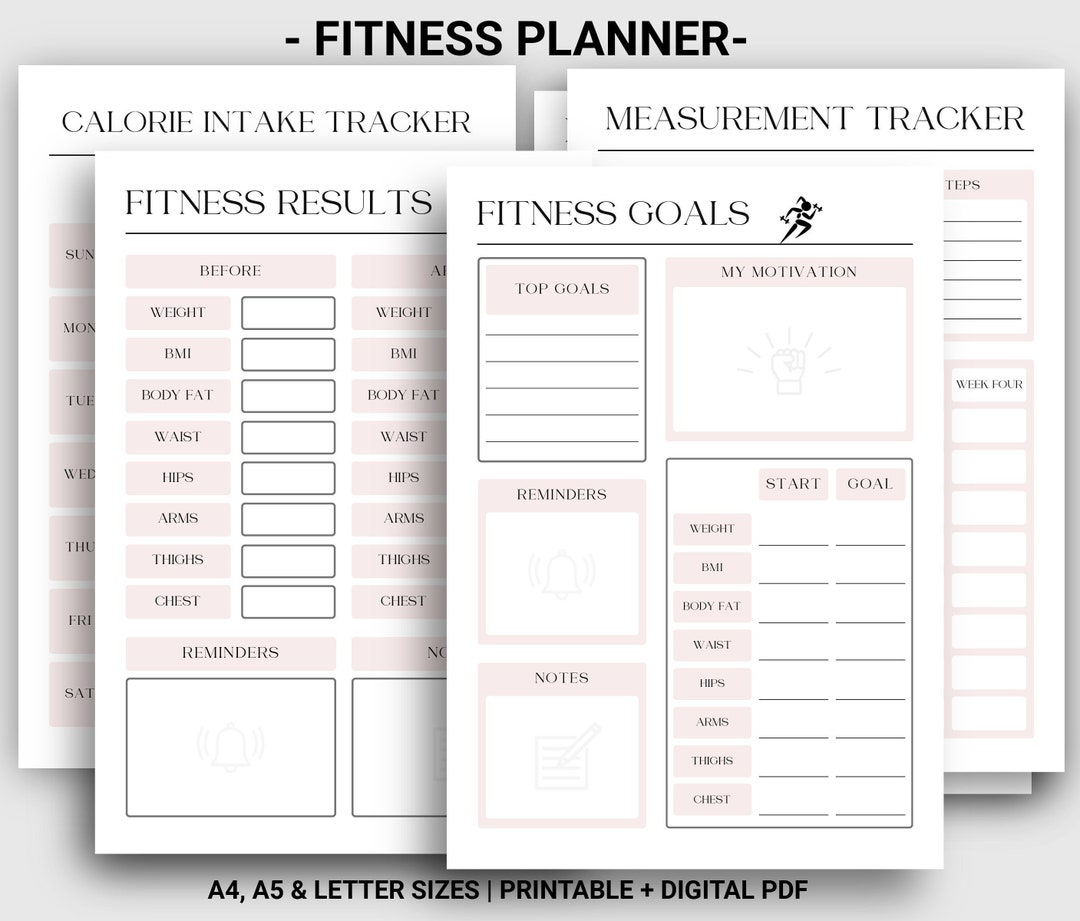 Fitness Planner Printable Digital, Fitness Journal, Weight Loss Journal ...