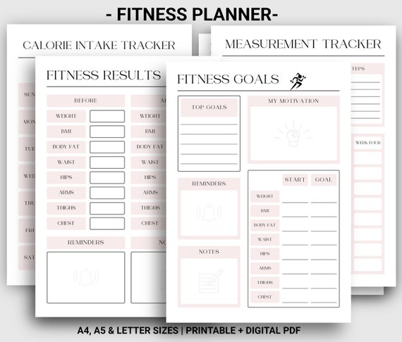 Fitness Planner Printable Digital Fitness Journal Weight - Etsy