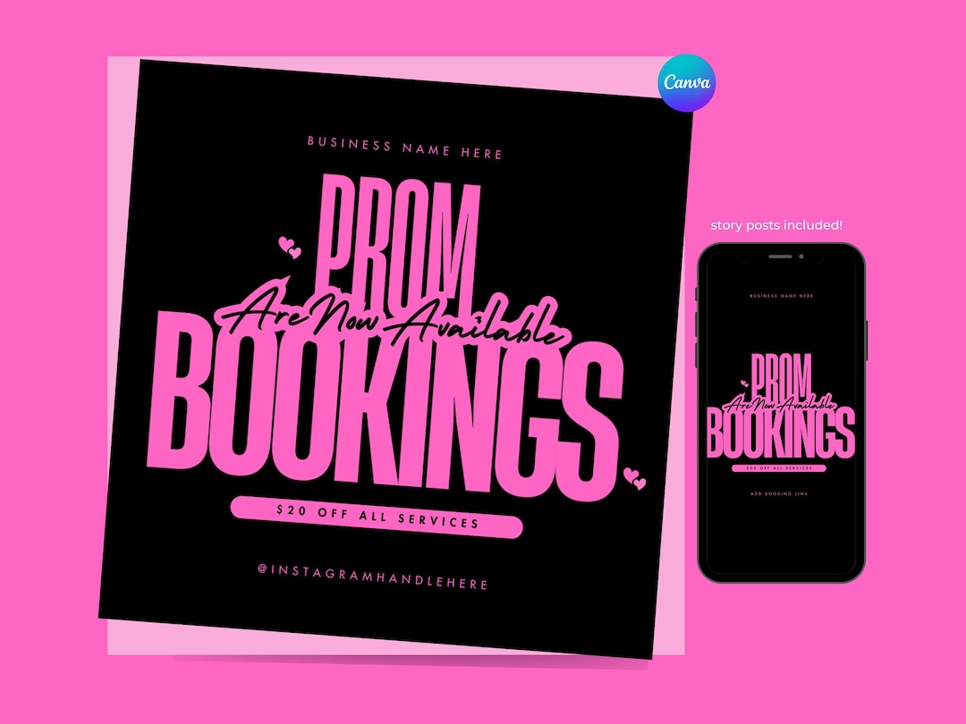 Prom Booking Flyer, Appointments Available, Prom Book Are Open, Prom ...