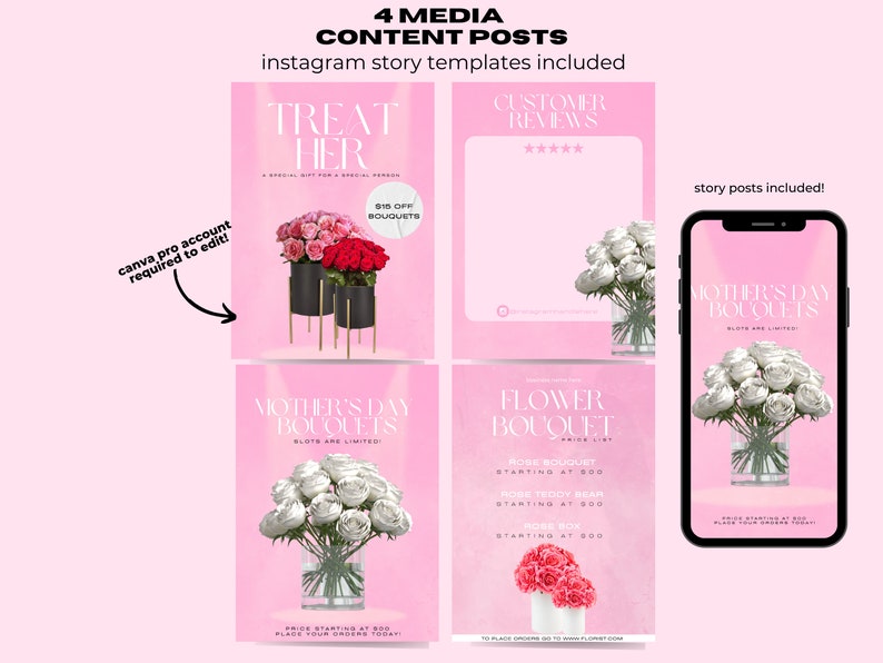 Florist Content Kit, Posts for Florist, Mother's Day Bouquet, Customer ...