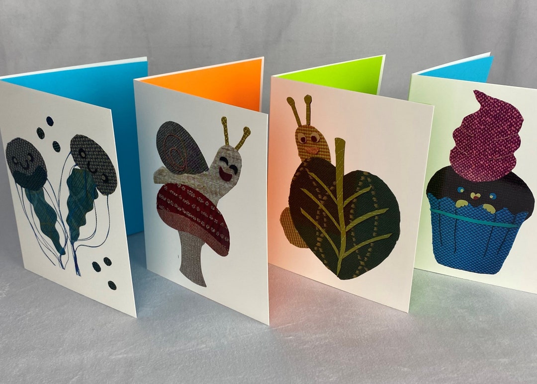 Critter Friends Greeting Cards - PRINTS of Fabric Collages - With ...