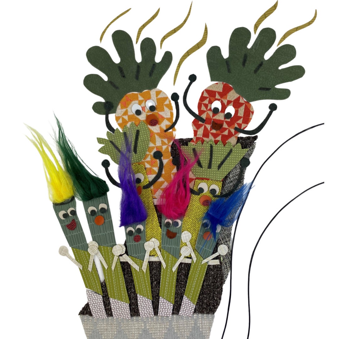 20"x30" Veggie Friends on a Rollercoaster! - Fabric Collage - Etsy